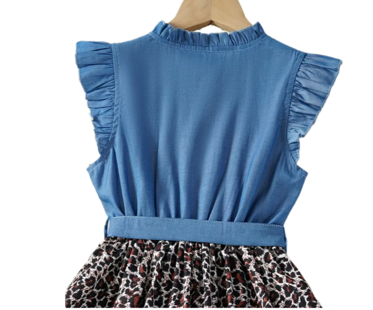 Girls Leopard Print Sleeveless Dress On The Go With Princess O